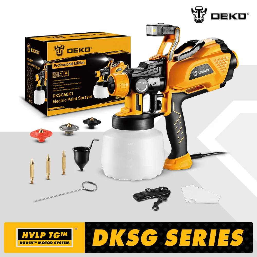 DEKO 1200ml HVLP Spray Gun with LED light High Power Electric Paint ...