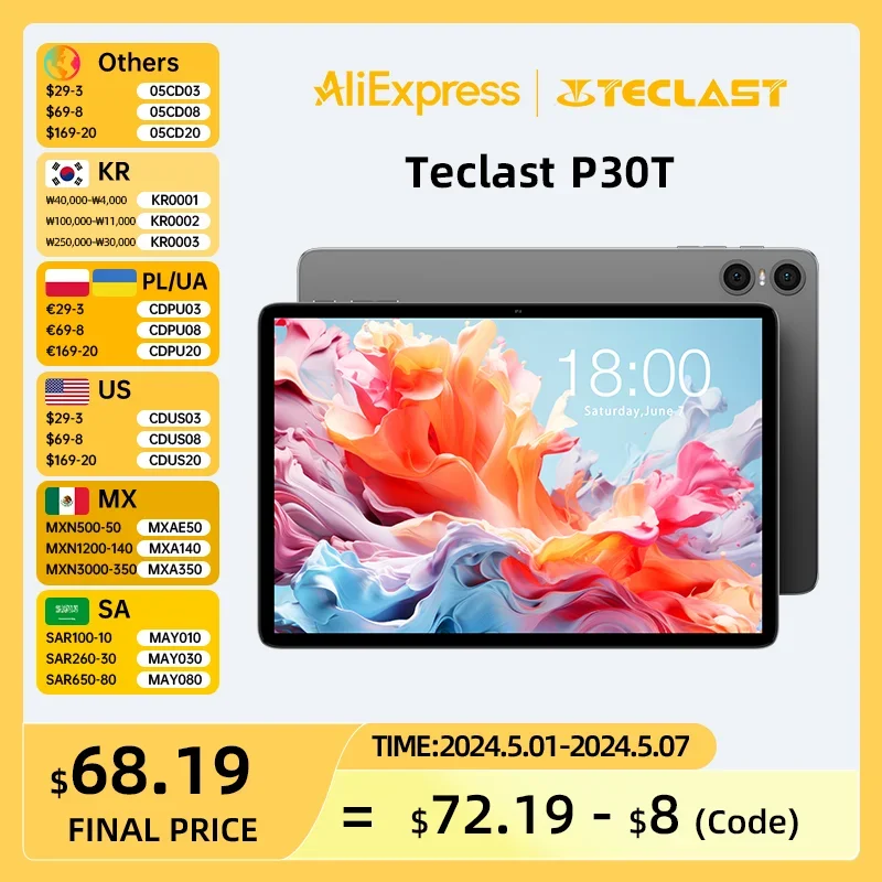 Teclast-P30T-Android-14-Tablet-Tablets-Tipo-C-4GB-6GB-RAM-128GB-ROM ...