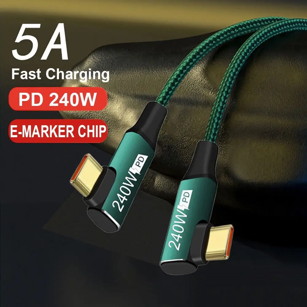 USB C Fast Charging Cable 90 Degree Type-C Data Cord PD 240W 48V 5A ...