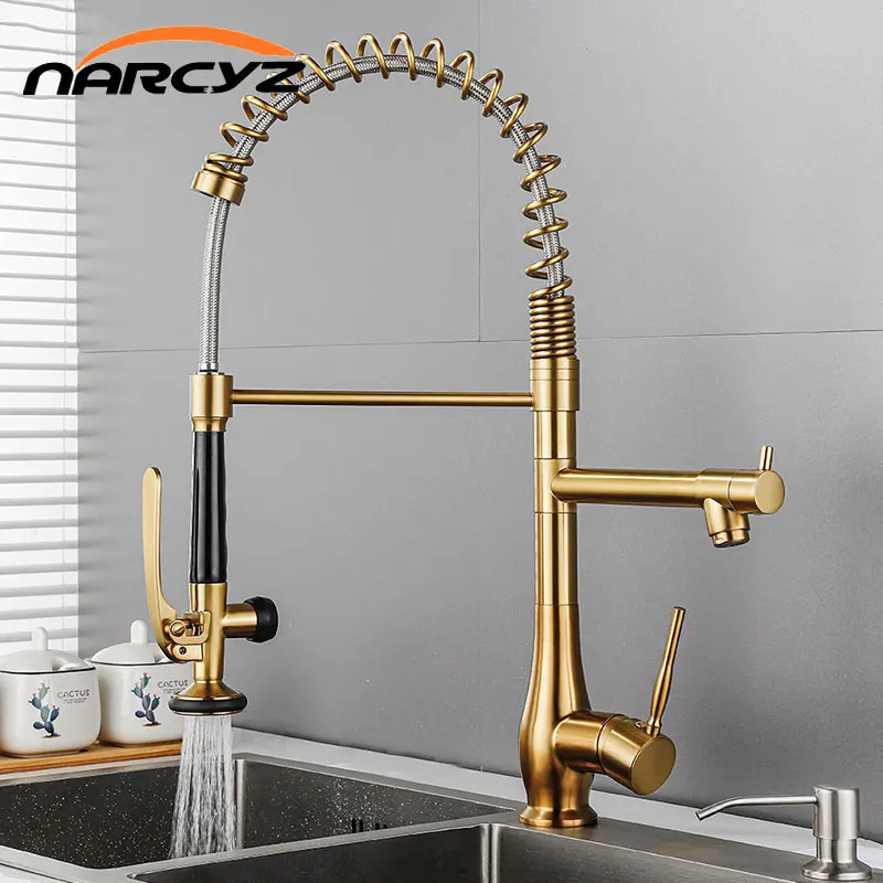 Kitchen-Faucet-Brushed-Nickel-Pull-Out-Faucet-Swivel-Dual-Purpose-Basin ...