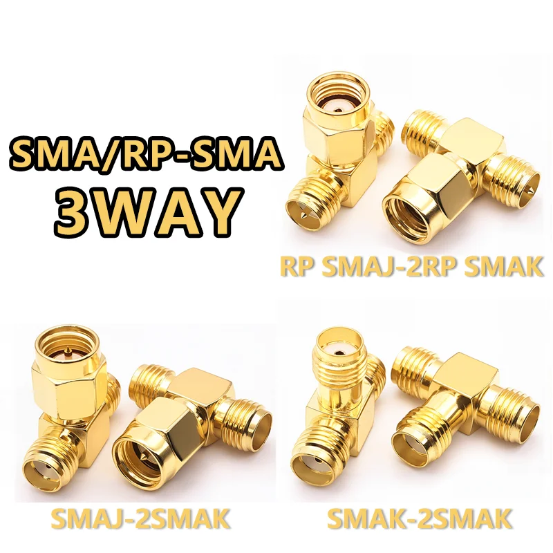 5pcs SMA 3 Way Adapter SMA Male To Dual 2 SMA Female Splitter "T" Type ...