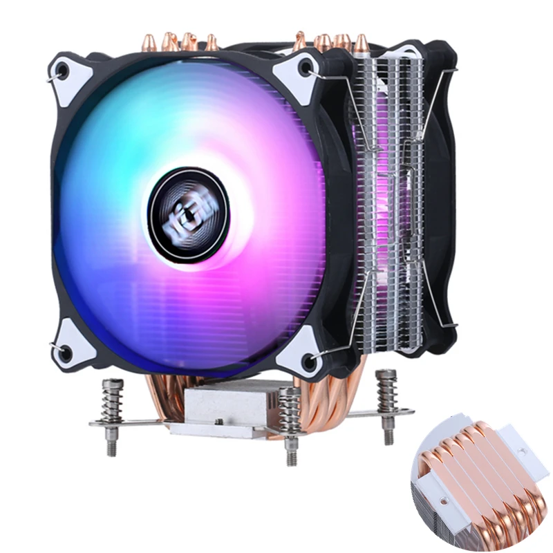 6 Heat Pipes Copper Pipe Cpu Cooler 120mm Cooling System Fan Lga Intel ...