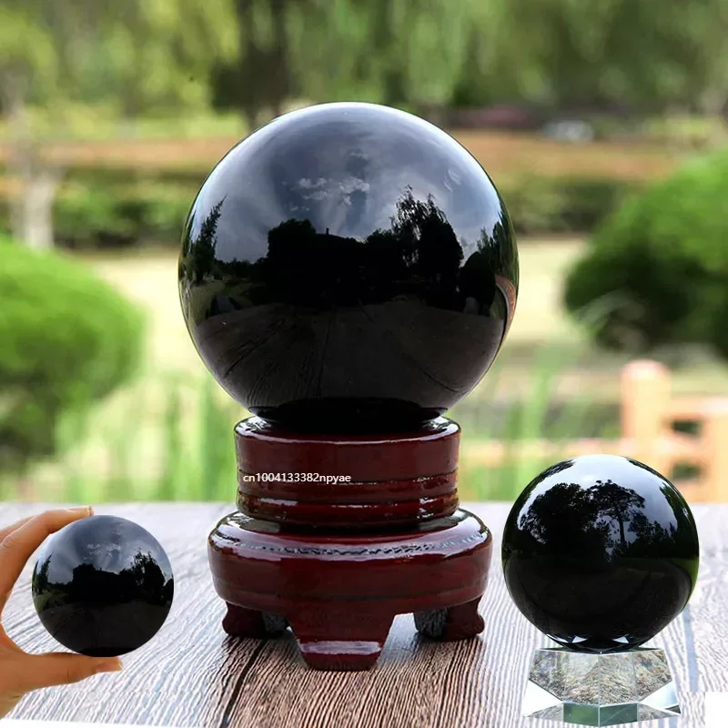 Natural-Black-Obsidian-Sphere-Large-Crystal-Ball-Healing-Stone-Gemstone ...