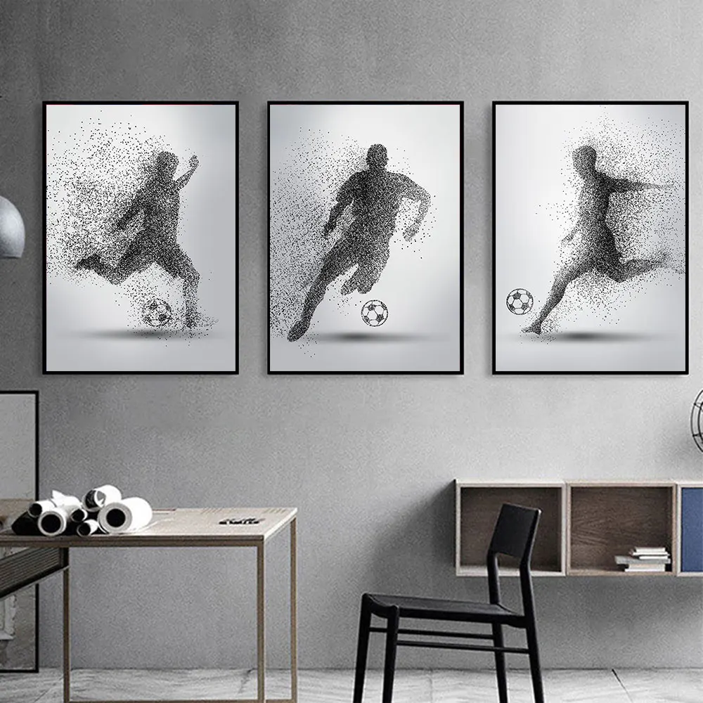 3pcs-Football-Abstract-Man-Playing-Football-Sport-Canvas-Painting ...