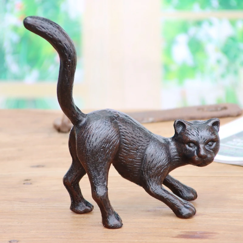Retro-Cast-Iron-Crafts-Black-Cat-Simulation-Animal-Statuette-Desktop ...