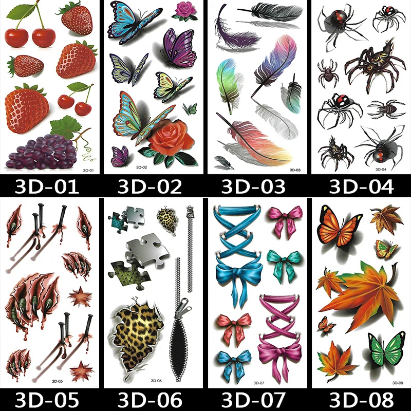 Autocollants De Tatouage De Bras À Fleurs 3d, 40 Styles Différents ...