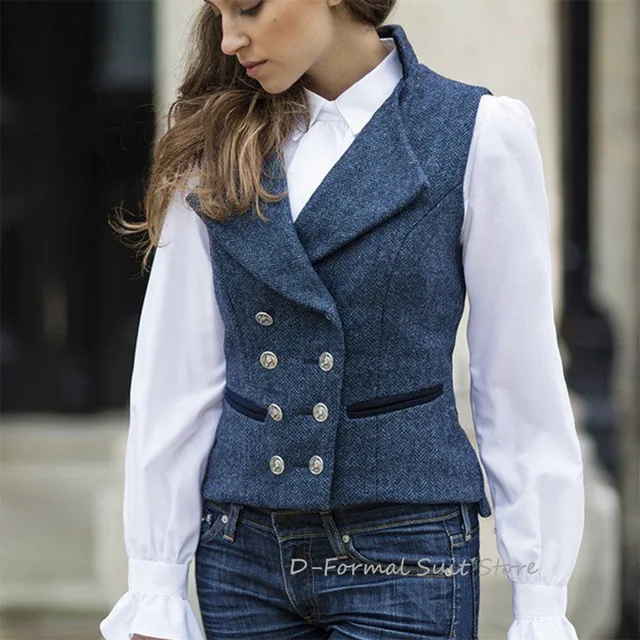 Chaleco Elegante Vintage De Espiga Para Mujer, Chalecos De, 55% OFF