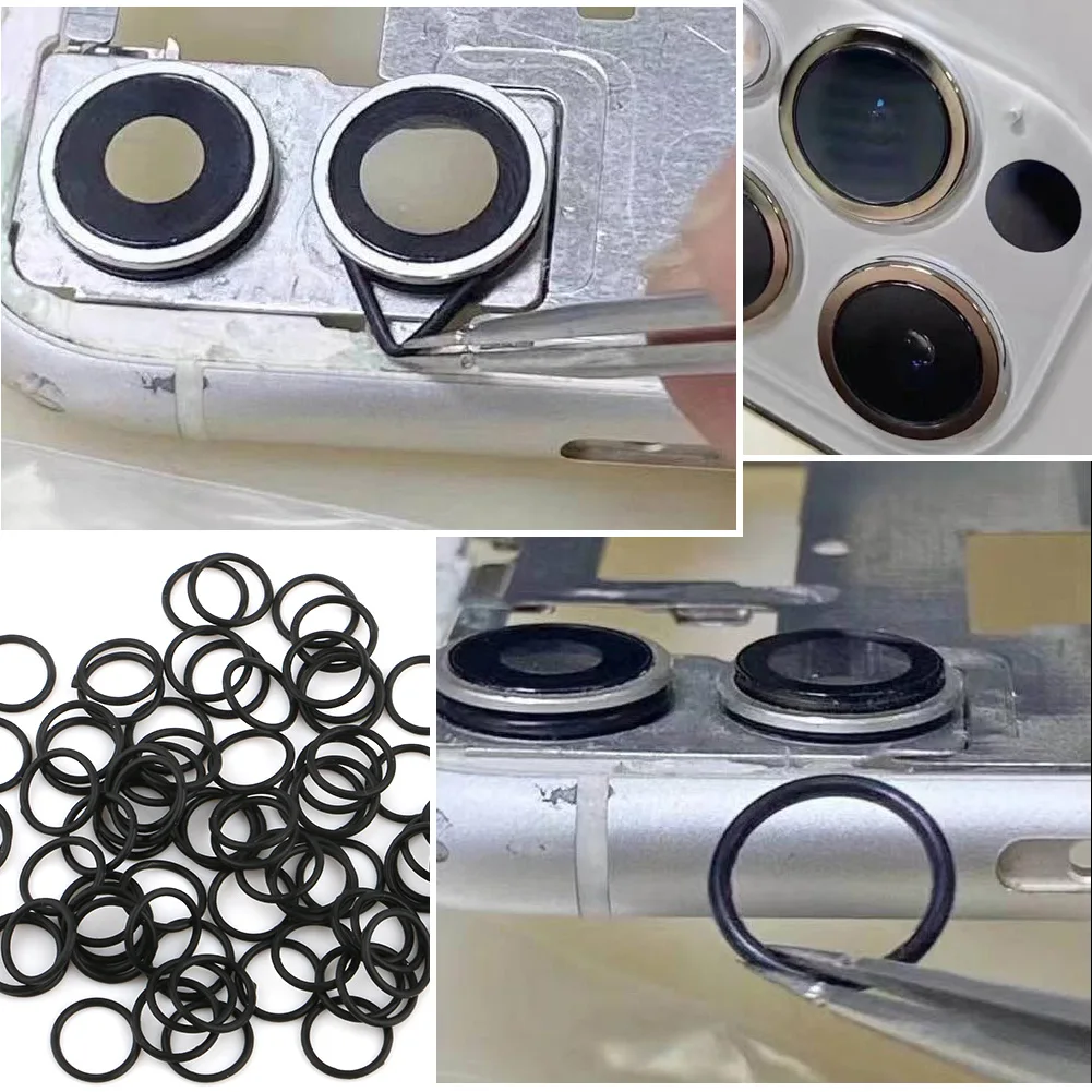 100Pcs for iphone X/11/12/13phone hole O ring rear glass camera rubber ...