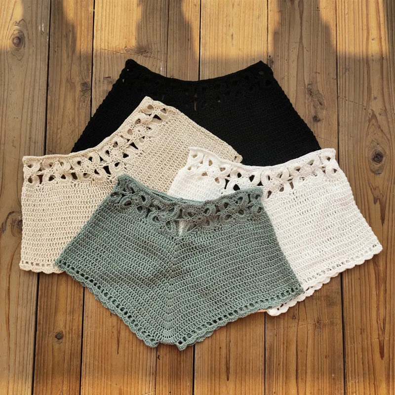 Summer Women's Crochet Cutout Swim Shorts Bathing Suit Bottoms Beach ...