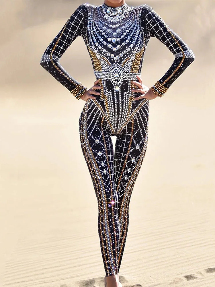 Shining Rhinestones Showgirl Performance Costumes Fashion Nightclub ...