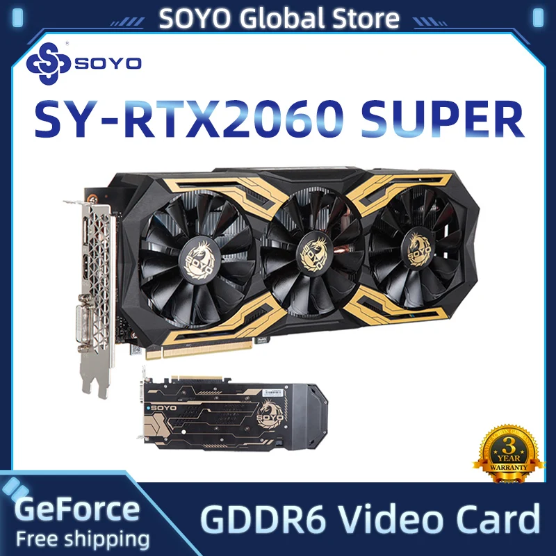(Estreia mundial) SOYO Geforce RTX 2060 2060 SUPER GDDR6 8G Placa Gráfica 256Bit Placa De Vídeo ...