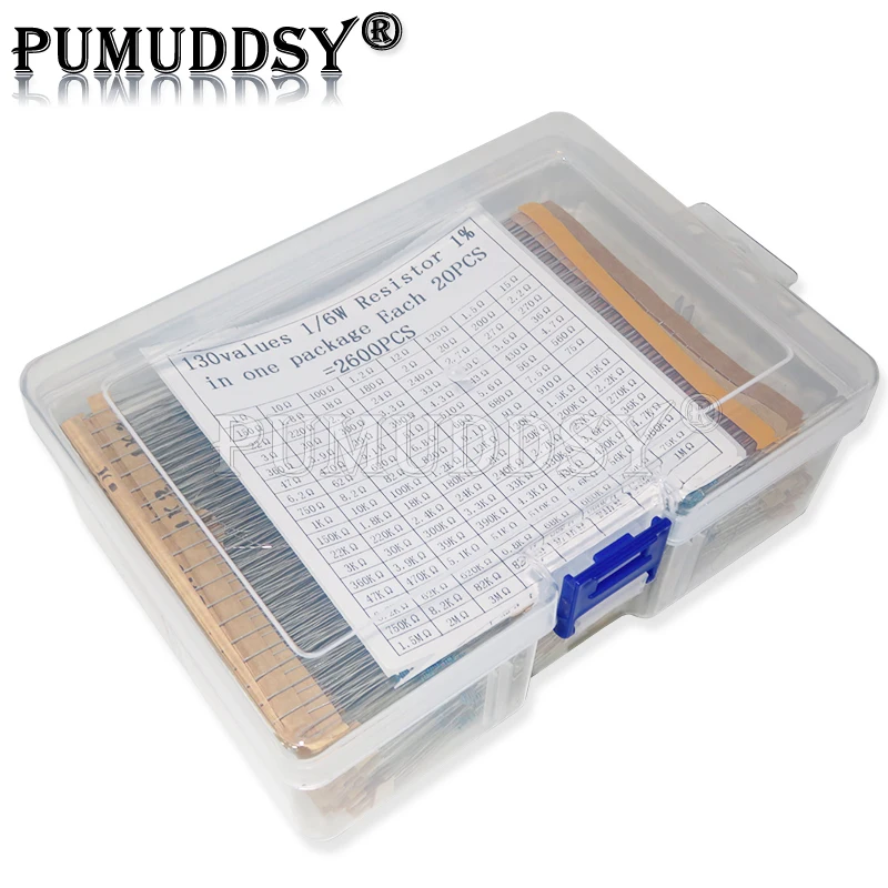 2600Pcs-130Values-1-6W-1-8W-0-125W-1-Metal-Film-Resistors-Assorted-Pack ...