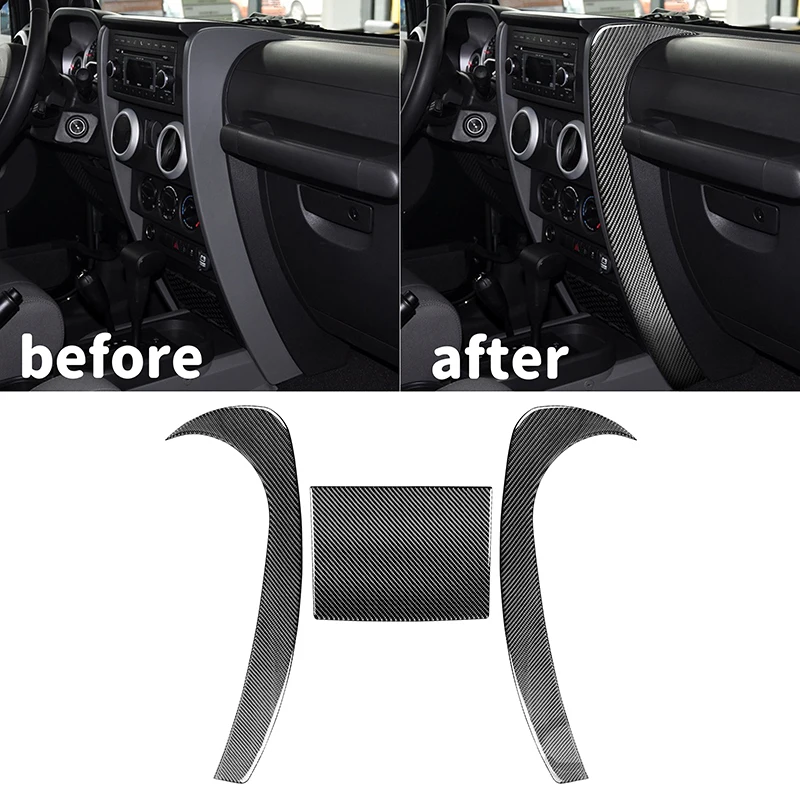 3pcs-Carbon-Fiber-Dashboard-Stickers-for-Jeep-Wrangler-2007-2010-Car ...
