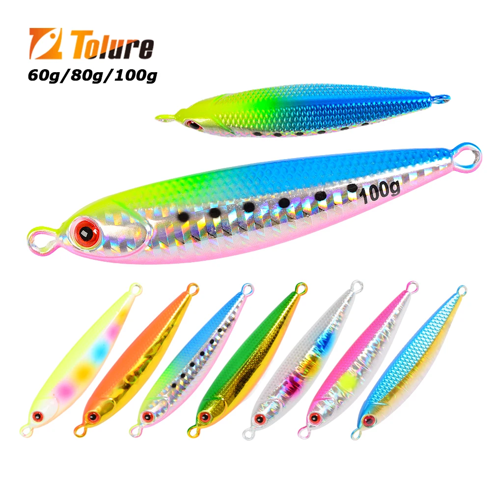 TOLU-New-60g-80g-100g-Flat-Slow-Sinking-Hard-Metal-Jigs-Japan-Laser ...