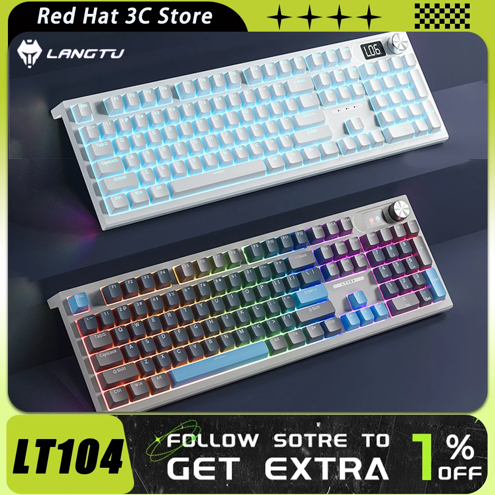 LANGTU-LT104-Mechanical-Keyboard-Three-Mode-Multifunctional-Knob-Wireless-RGB-Gaming-Keyboard-Pc ...