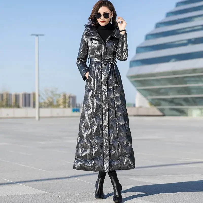 2024-Winter-Women-s-Fashion-Glossy-White-Duck-Down-Coats-Female-Solid ...