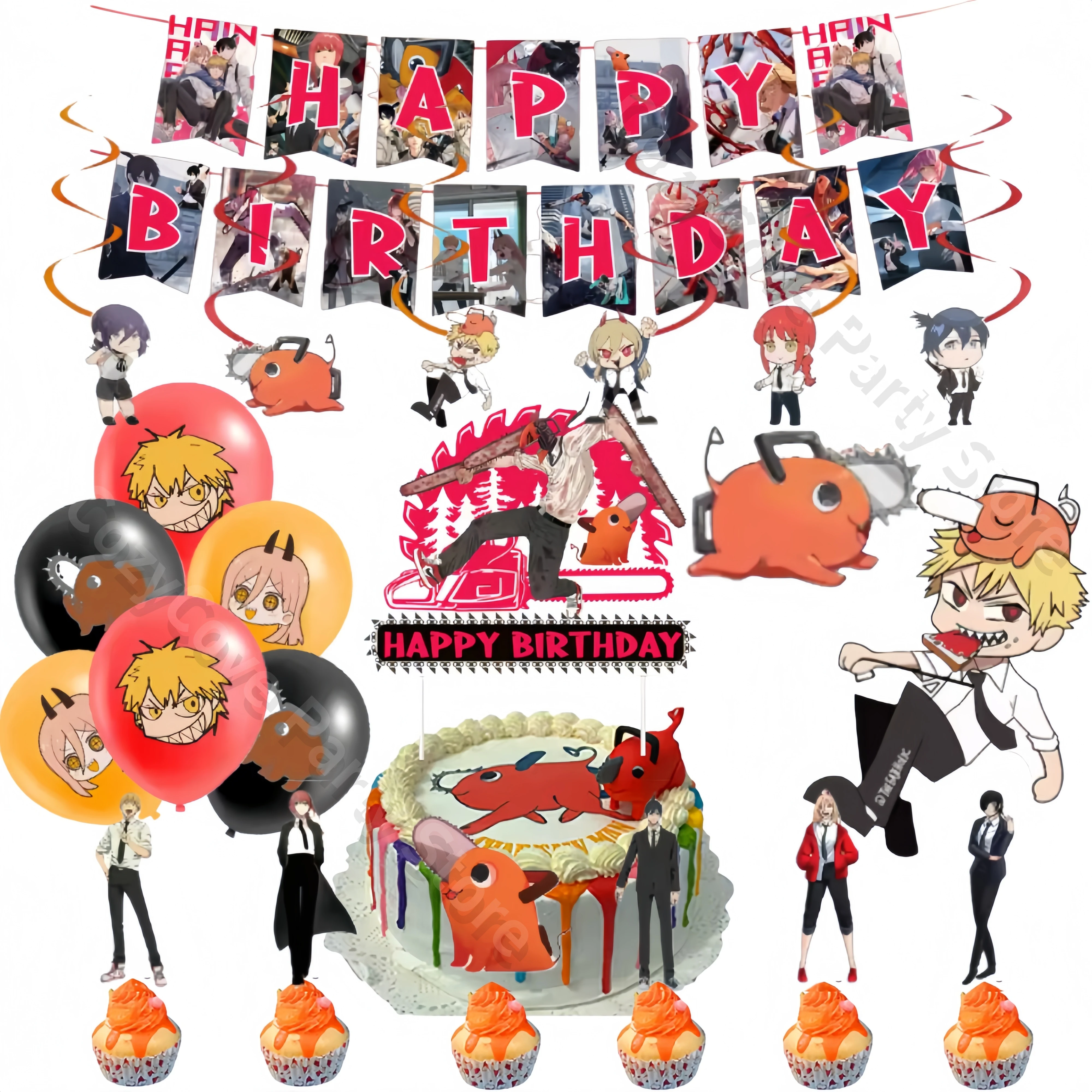 Chainsaw Man Theme Party Supplies Disposable Christmas Decoration ...