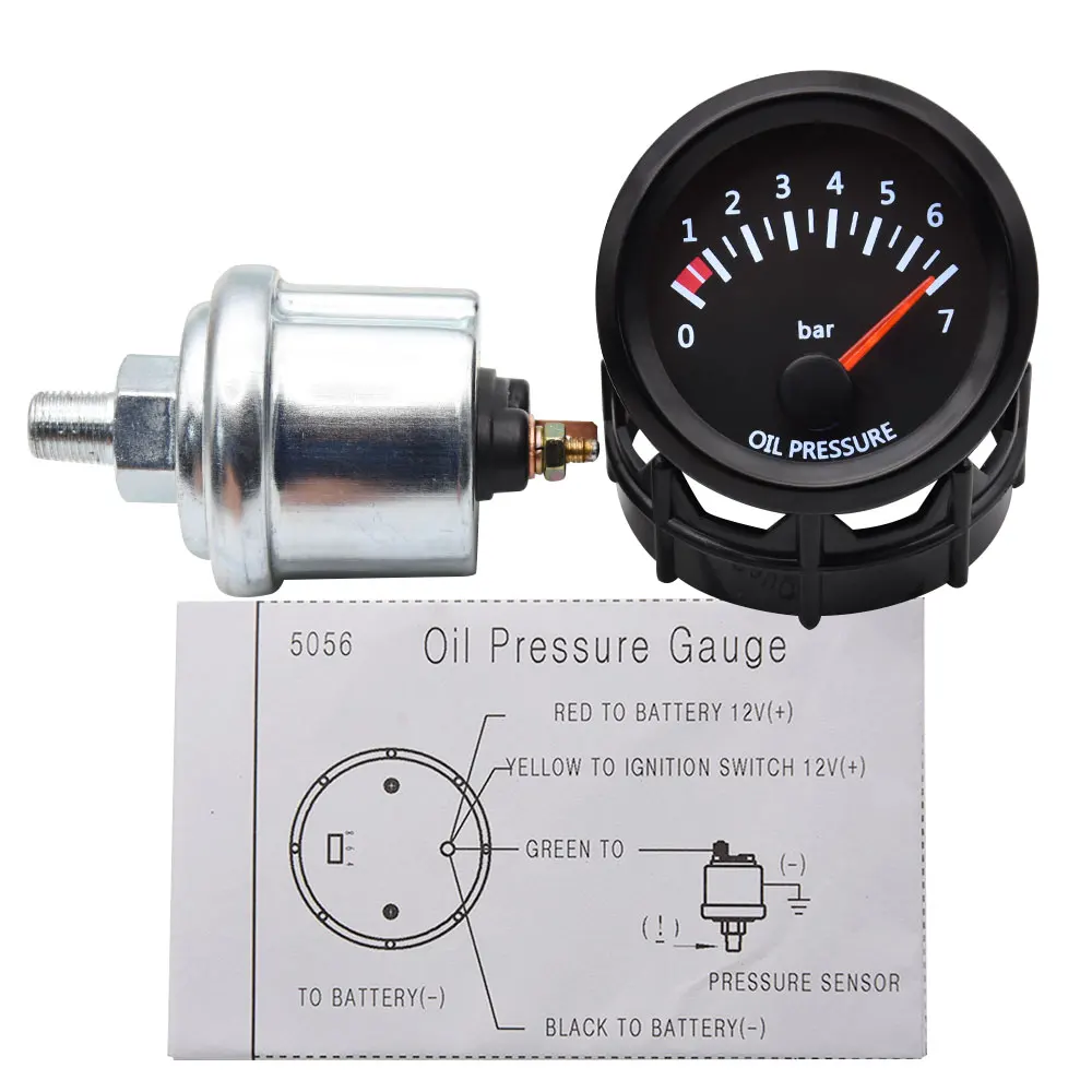 2" 52mm 12v Universal Auto Car Oil Pressure Gauge 0-7bar Oil Press ...