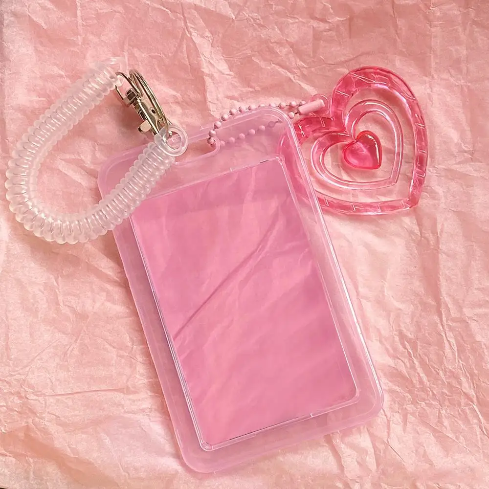 Korean-Transparent-Card-Holder-Cover-Cute-Love-Pink-Card-Protection ...