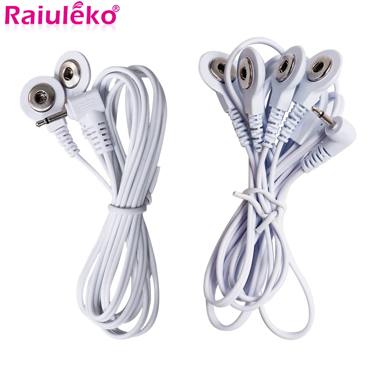 2/4Buttons Electrotherapy Electrode Lead Electric Shock Wires Cable For ...