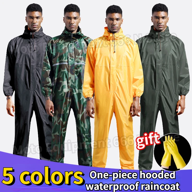 One-piece-Hooded-Waterproof-Motorcycle-Riding-Raincoat-Outdoor-Fishing ...