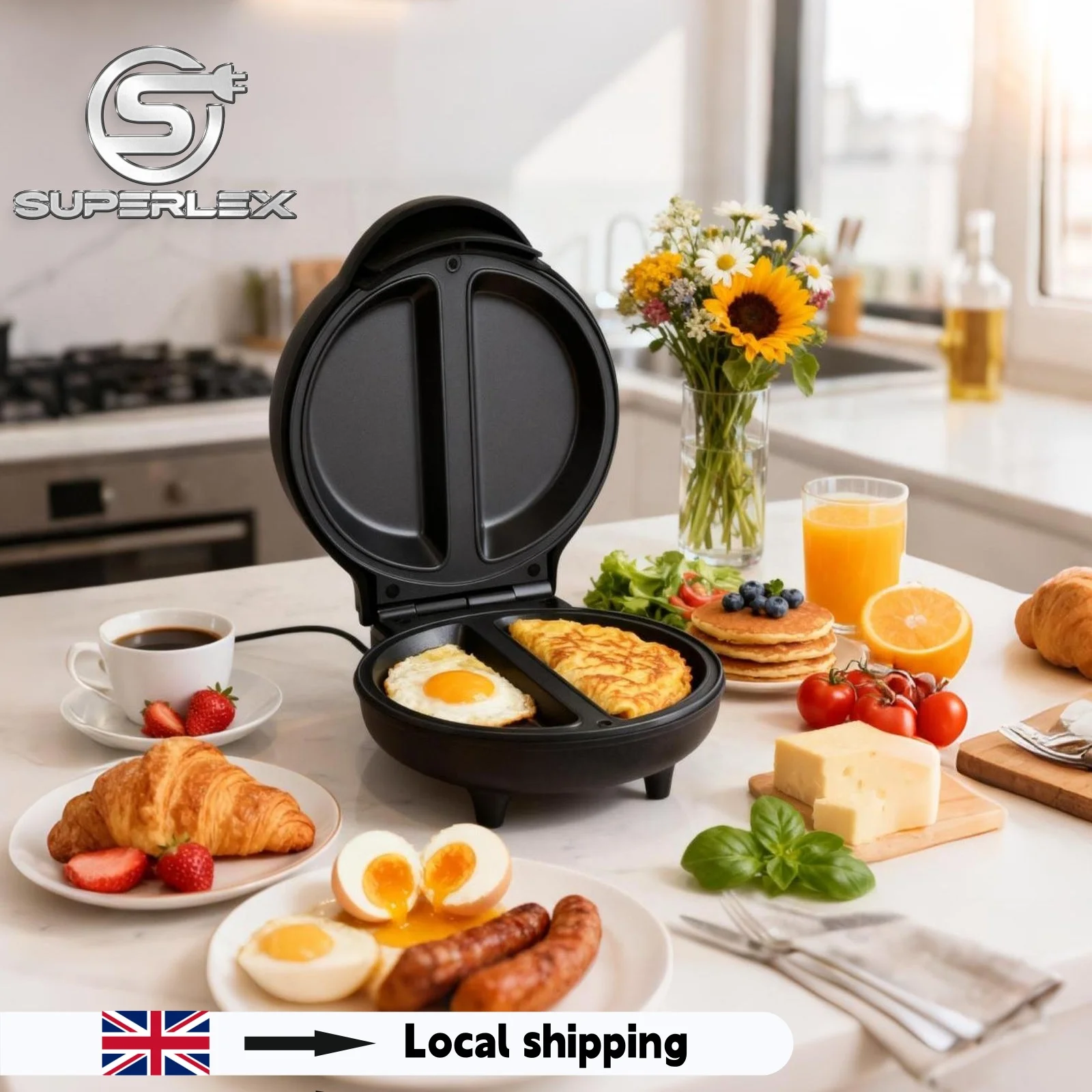 SUPERLEX Electric Omelette Maker 750W Nonstick Multi-function Omelette ...