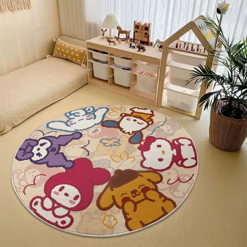 Sanrio Round Carpet Anime Hello Kitty Kuromi Lounge Rug Kawaii Cartoon ...