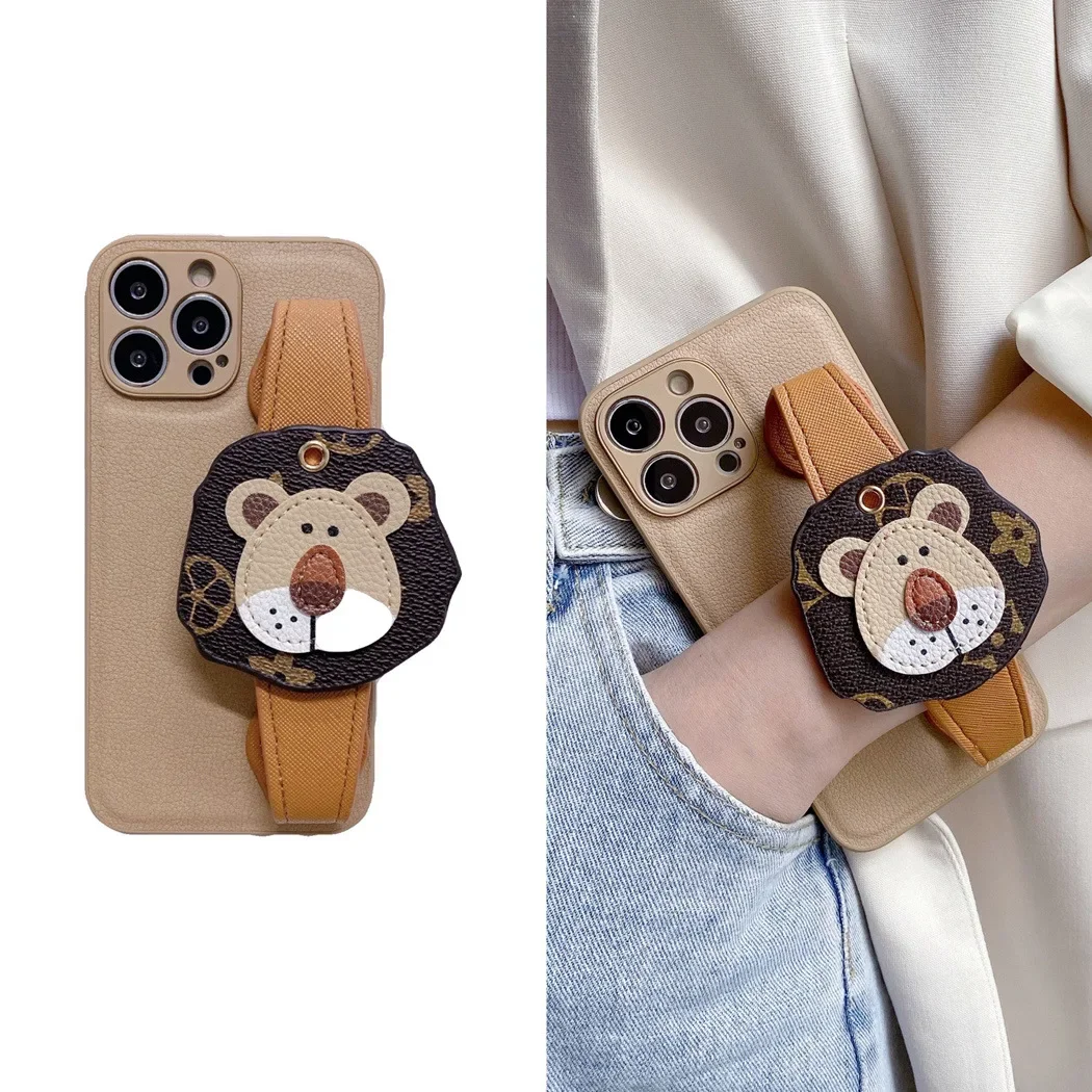 Leather-Vintage-Lion-Head-Wrist-Strap-Suitable-for-Apple-14-Phone-Case ...