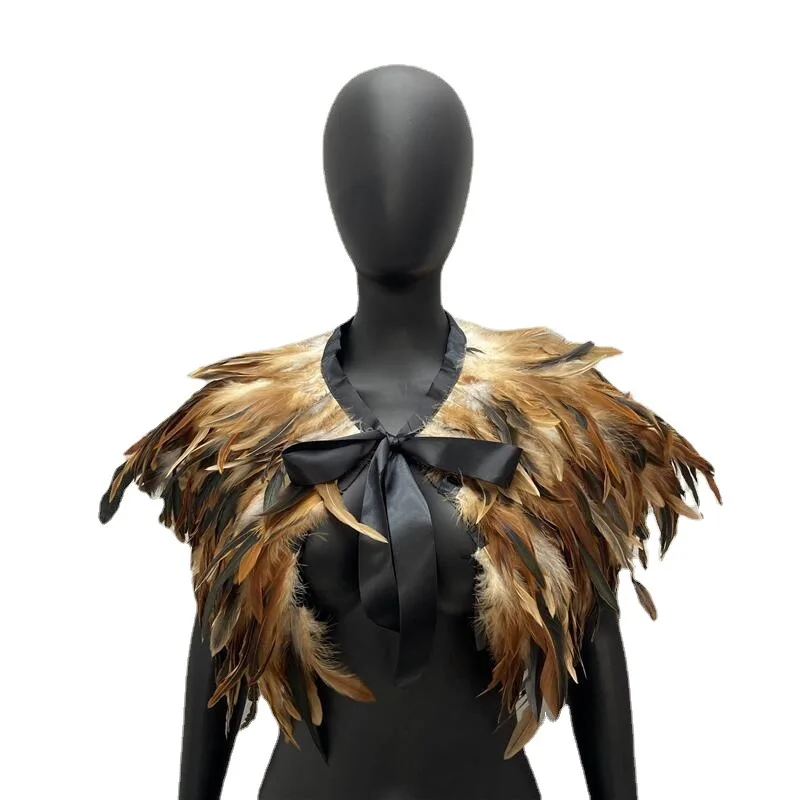 Feather Shoulder Cape Feather Shawls For Women Cloak Party Coat Feather ...