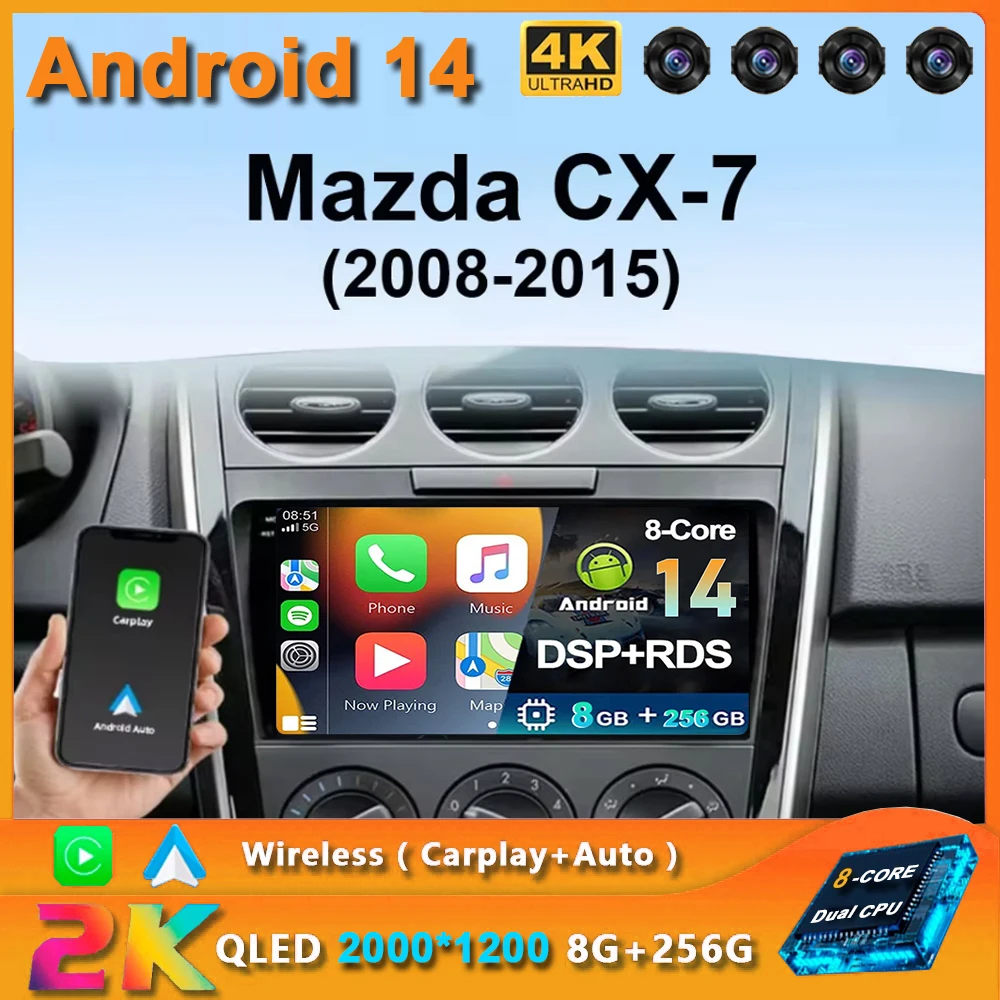 Android-14-Carplay-Car-Radio-For-MAZDA-CX-7-CX7-CX-7-2007-2008-2009 ...