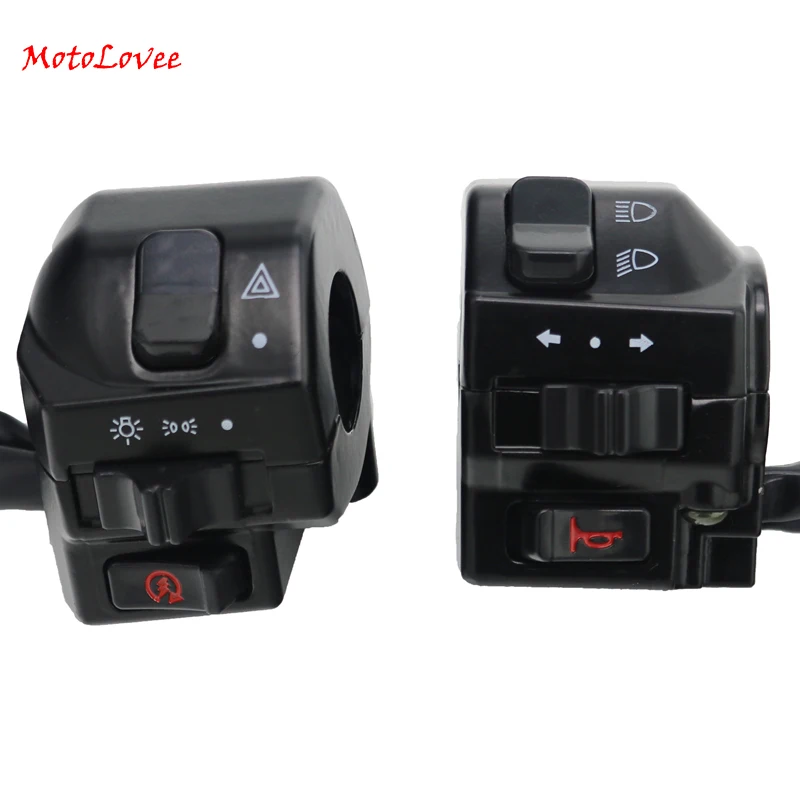MotoLovee-Black-Universal-Aluminum-7-8-22MM-Motorcycle-Switch-Handlebar-Motorbike-Horn-Turn ...