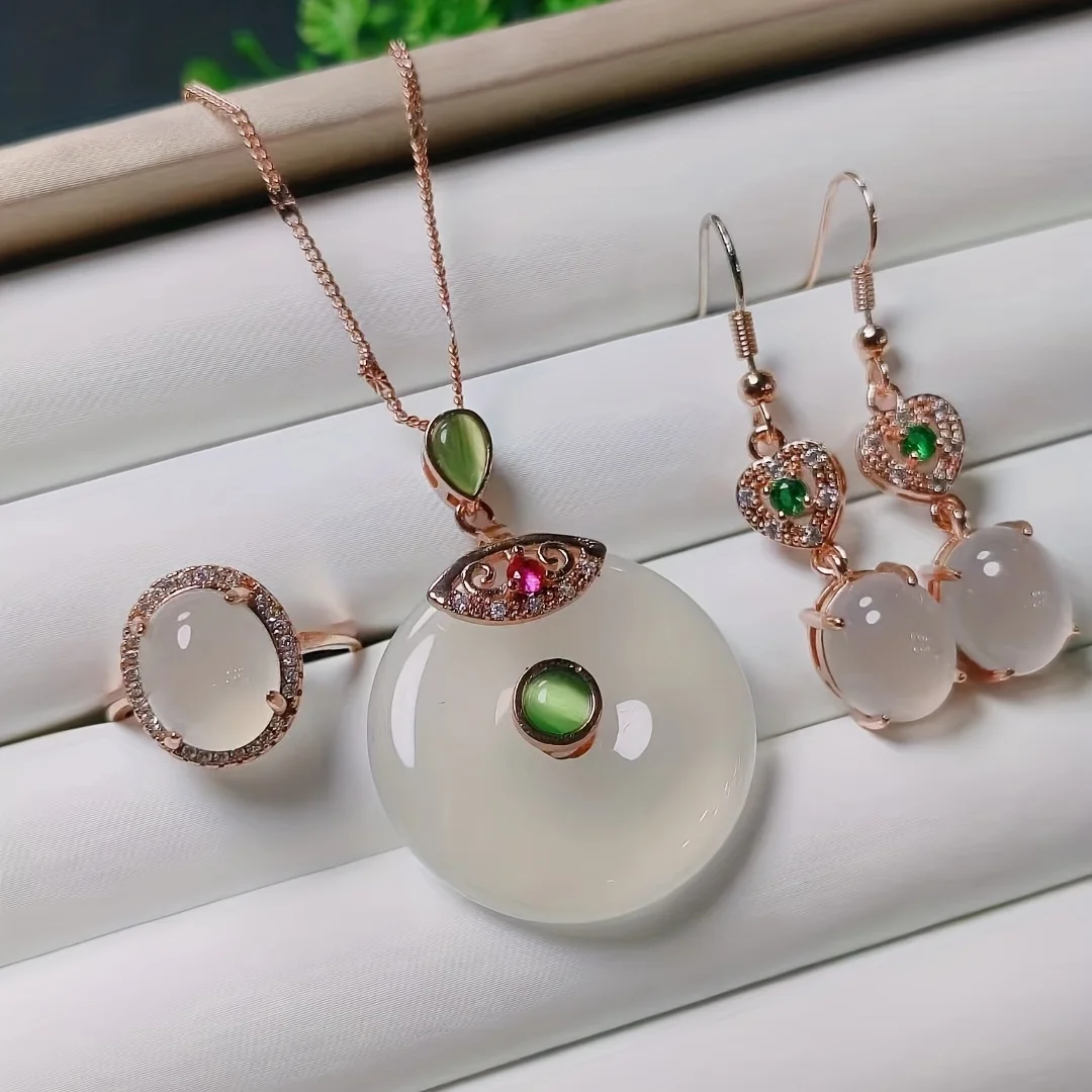Natural-Jade-Jewelry-Accessories-Set-Necklace-Pendant-Bracelet-and-2pcs ...
