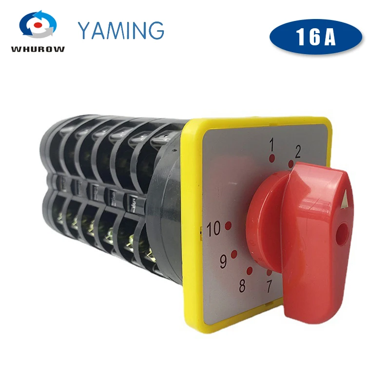 10 Position Lw5-16/6 Rotary Cam Switch 6 Pole 16a Amp Square Plate ...