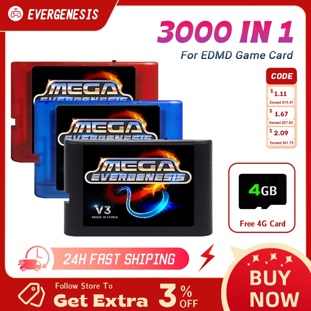 EVERGENESIS-Mega-Drive-V3-Pro-3000-en-1-EDMD-Remix-MD-tarjeta-de-juego ...