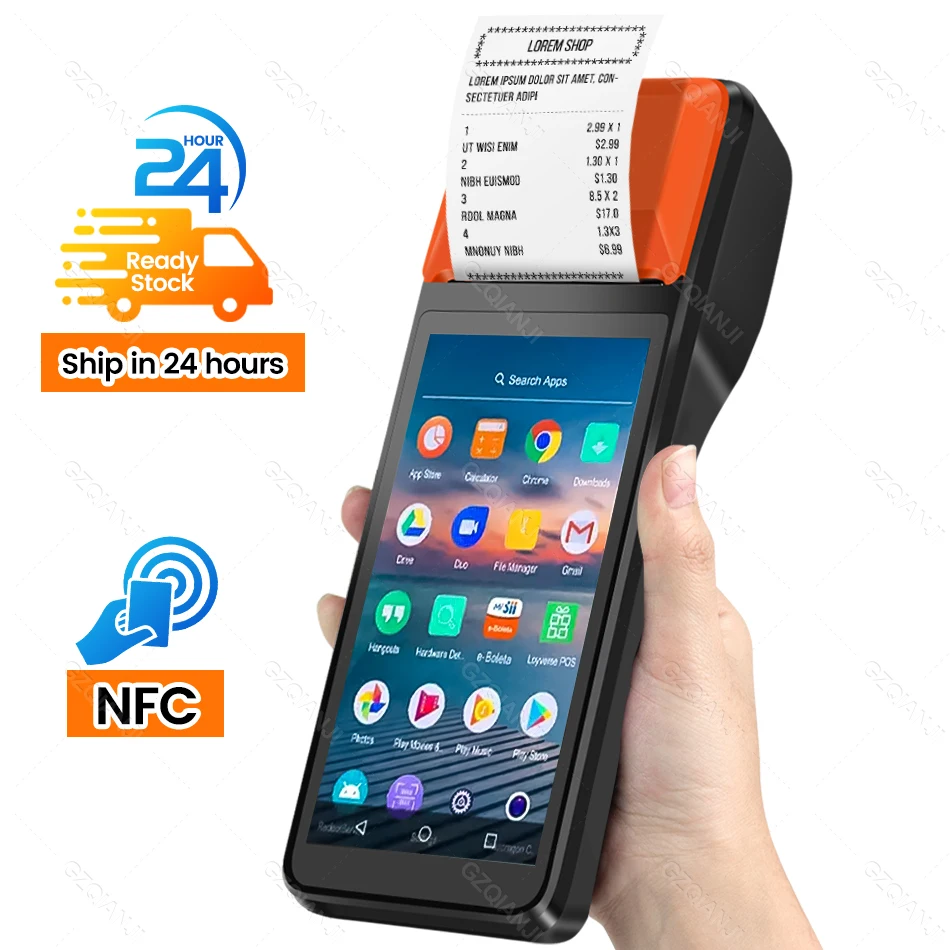 Pda Terminal Pos Android System Device With 58mm Thermal Receipt Bill Printer All In One Nfc ...