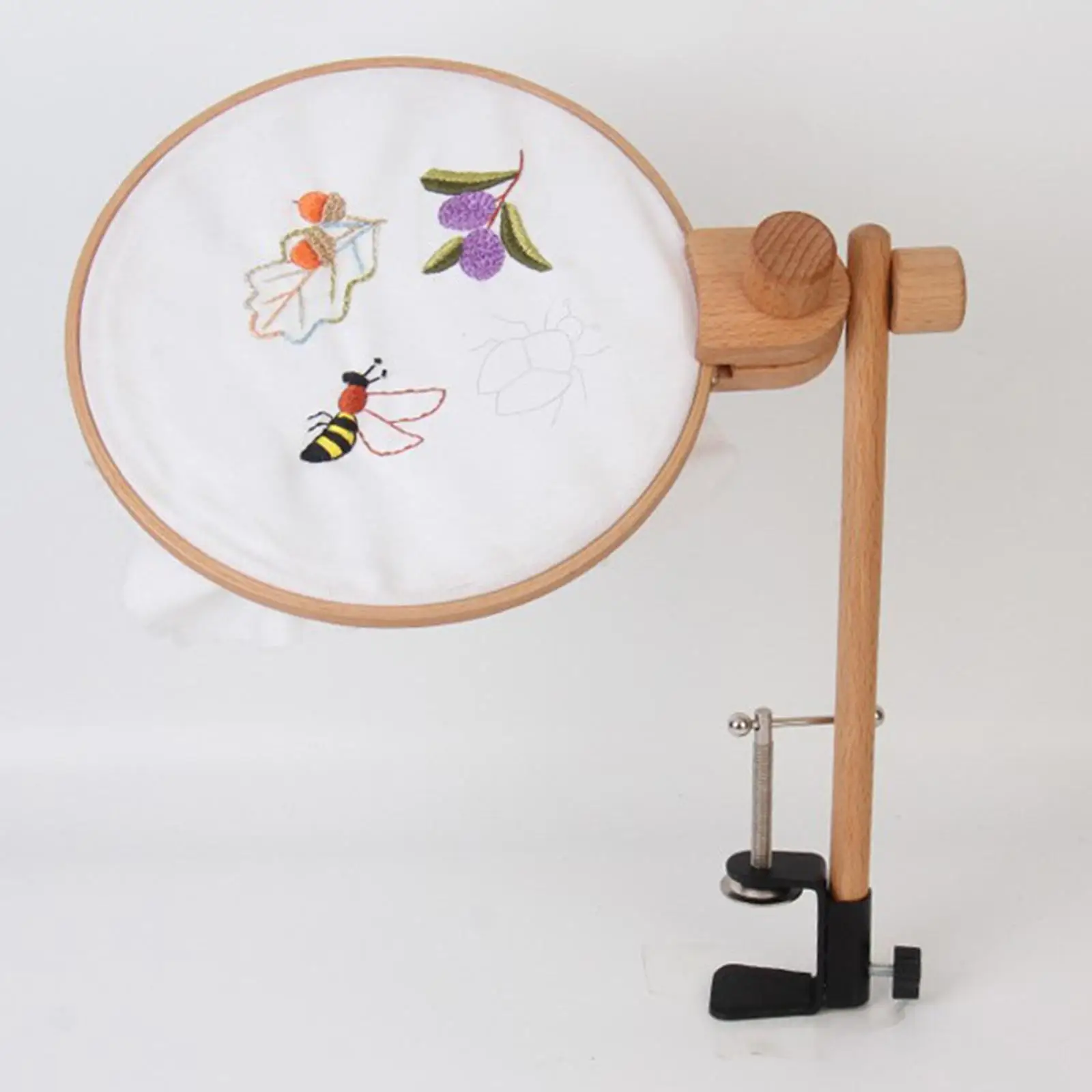 Beech-Embroidery-Frame-Lap-Stand-Embroidery-Hoop-with-Clip-Clamp-Wood ...