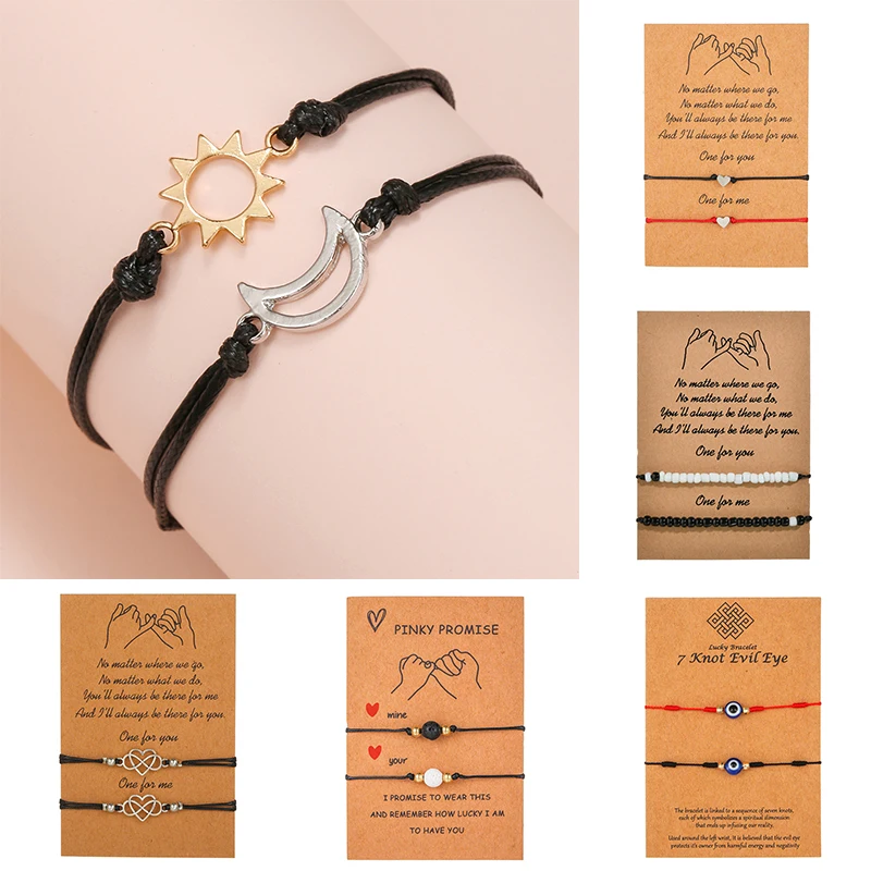 2Pcs-Set-Sun-Moon-Bracelet-Friendship-Couple-Matching-Bracelets-For ...