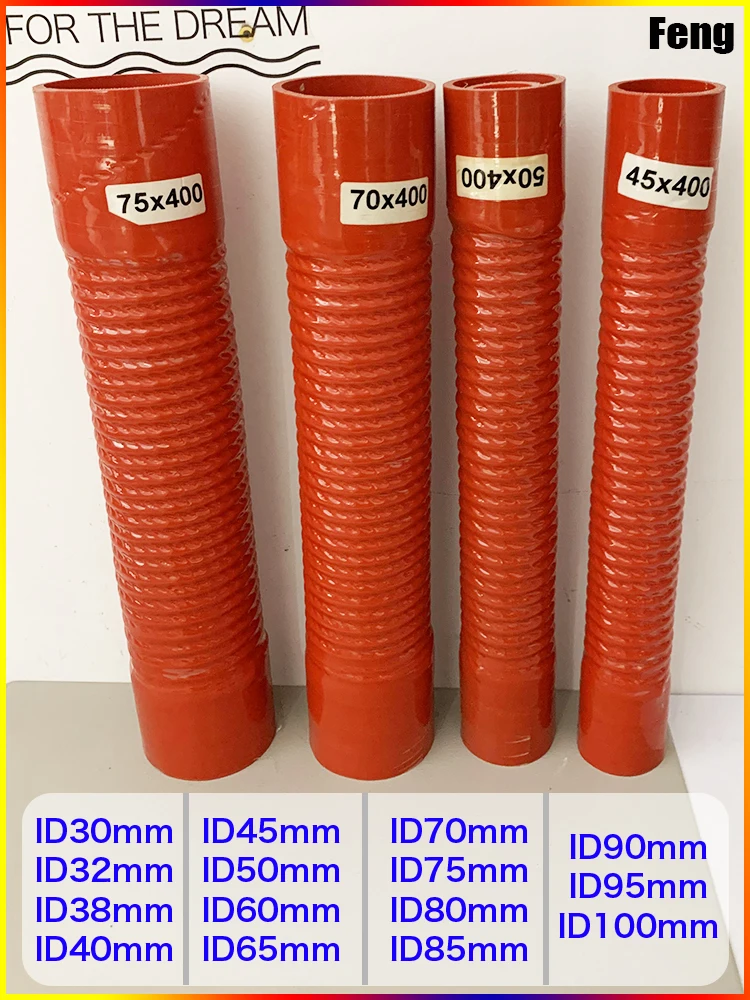 Red Silicone Flexible Hose and 2 Clamps ID30-1000mm Length 400mm Air ...