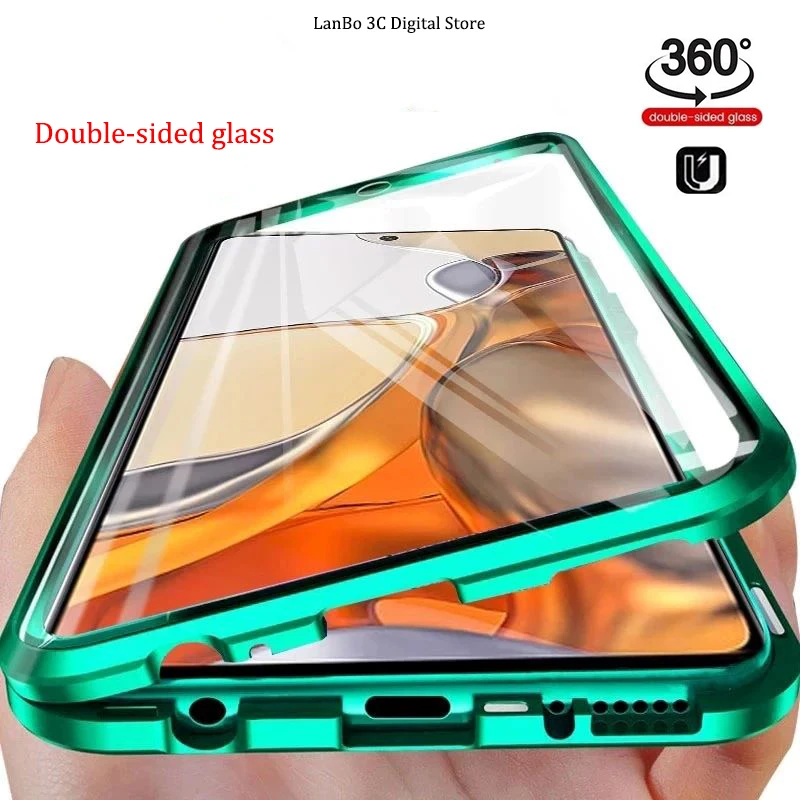 360-degree-protective-metal-magnetic-glass-phone-case-suitable-for-OPPO ...