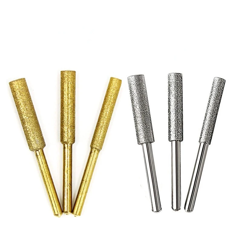 3pcs Diamond Coated Cylindrical Burr 4-5.5mm Chainsaw Sharpener Stone ...