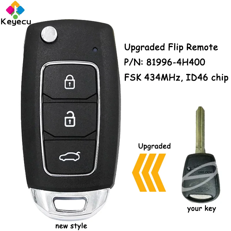 KEYECU-Upgraded-Flip-Remote-Car-Key-With-FSK-434MHz-ID46-Chip-for ...