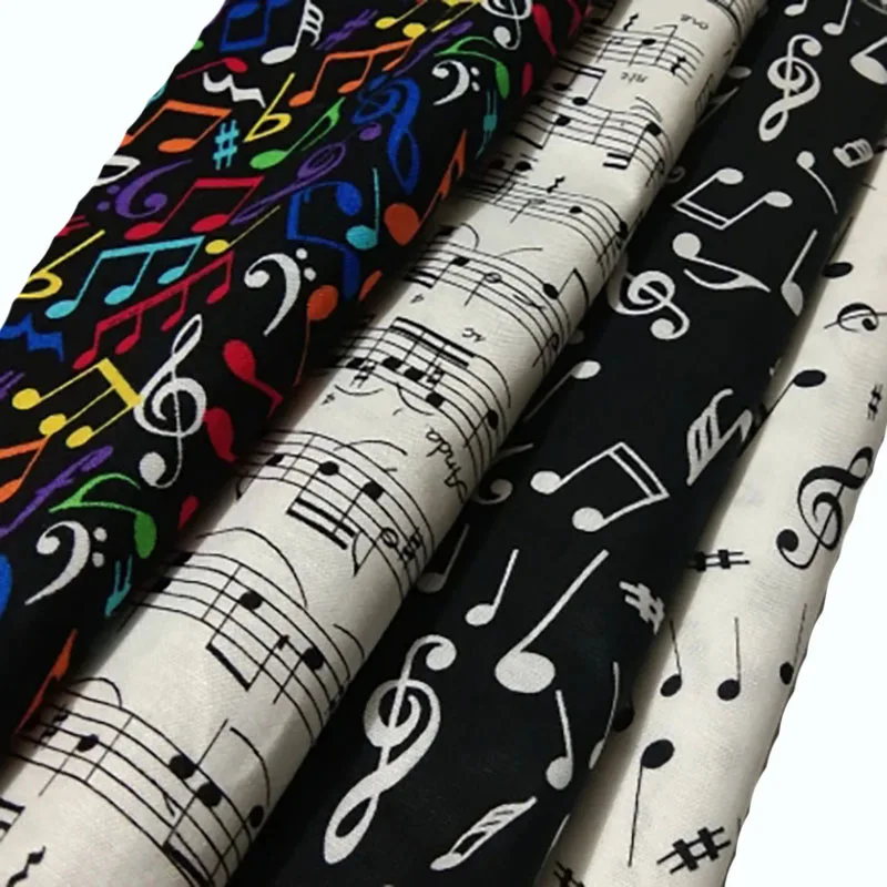 4pcs 24x22cm Pretty Colorful Black White Music Note Printed Cotton ...