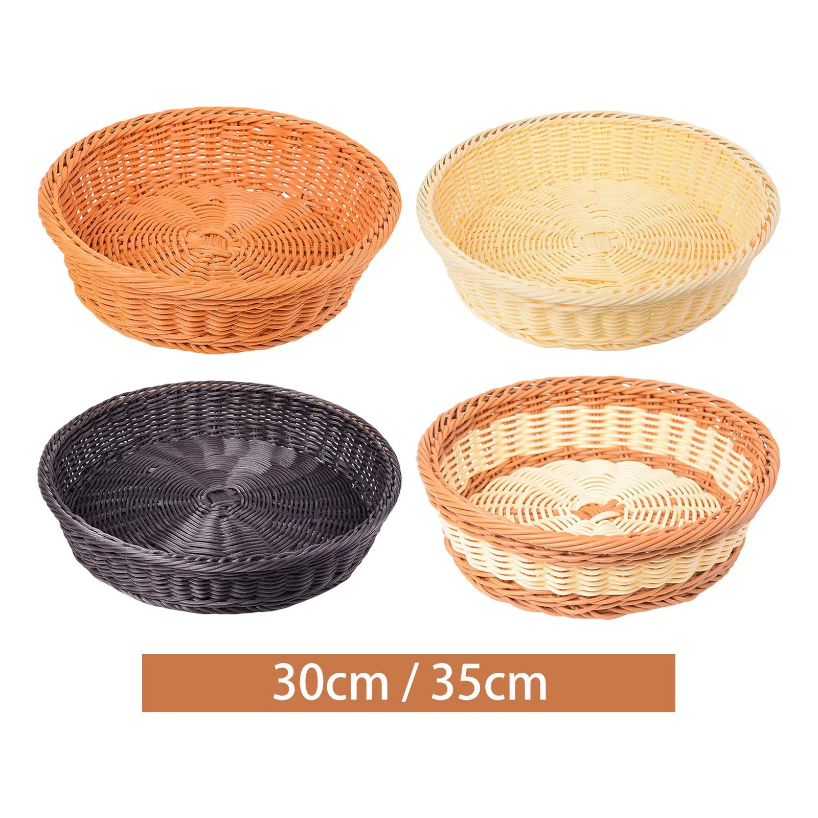 Tabletop Food Serving Baskets Tray Fruit Plate Trays Rattan Bread ...