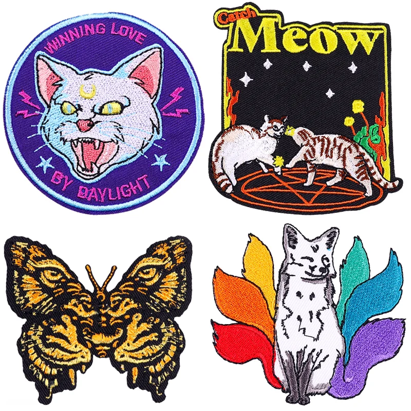 10PCS-Lots-Cat-Fox-Butterfly-Patch-Animal-Embroidery-Patch-Cartoon ...