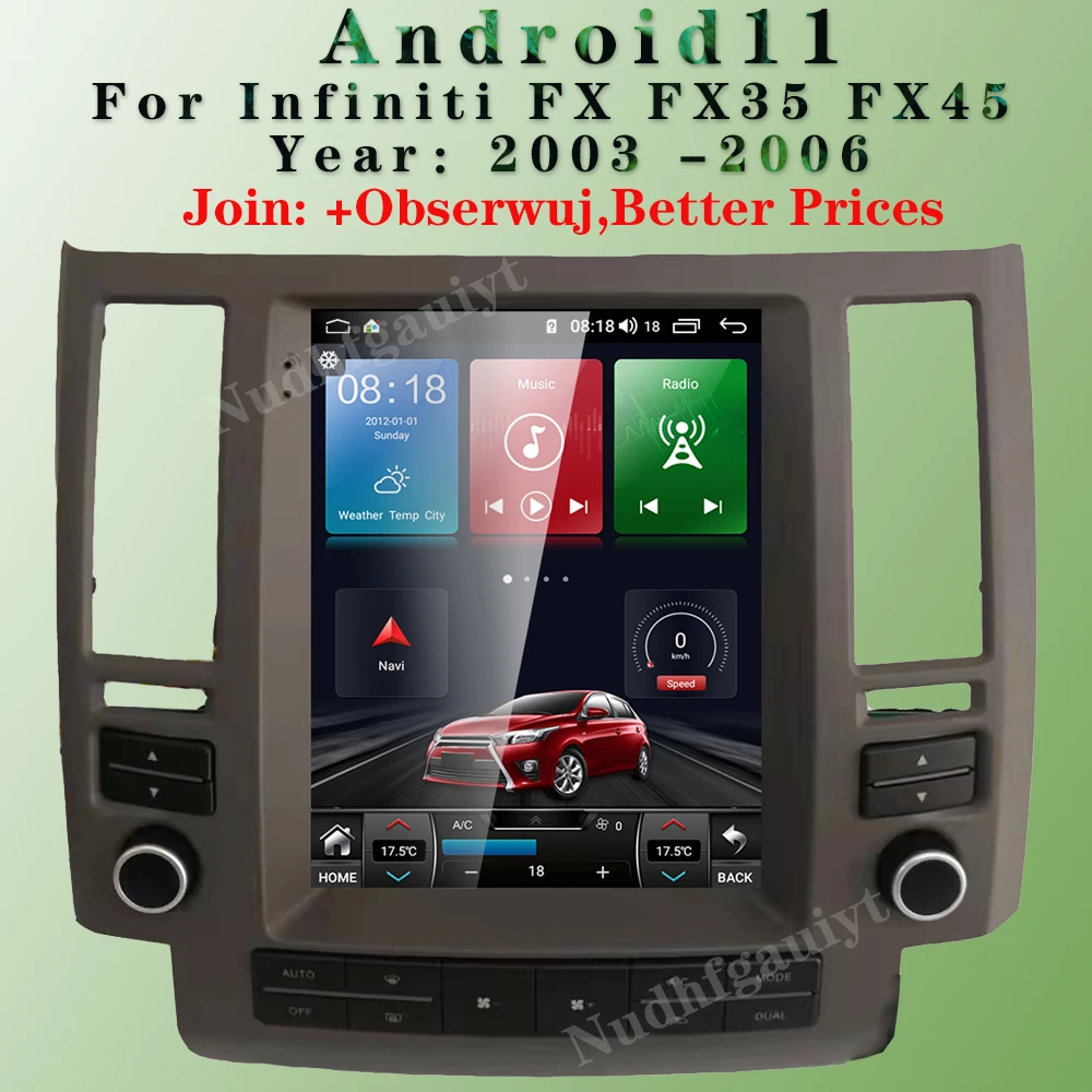 Android 11.0 Car Radio For Infiniti Fx Fx35 Fx45 2007-2009 Tesla Style ...