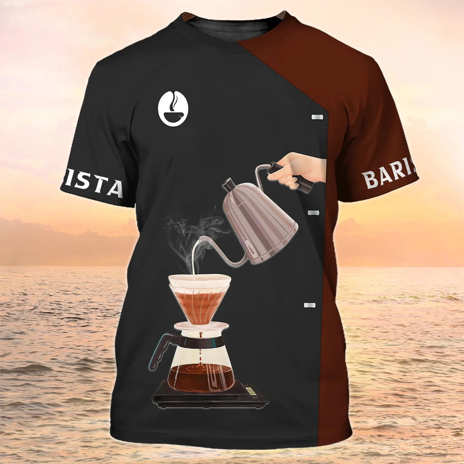 Barista Shirt Men's T shirt Café Fashion Uniform Short Sleeve Mens ...