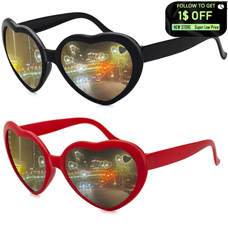 Gafas con efectos en forma de corazón para mujer, reloj con luces que ...