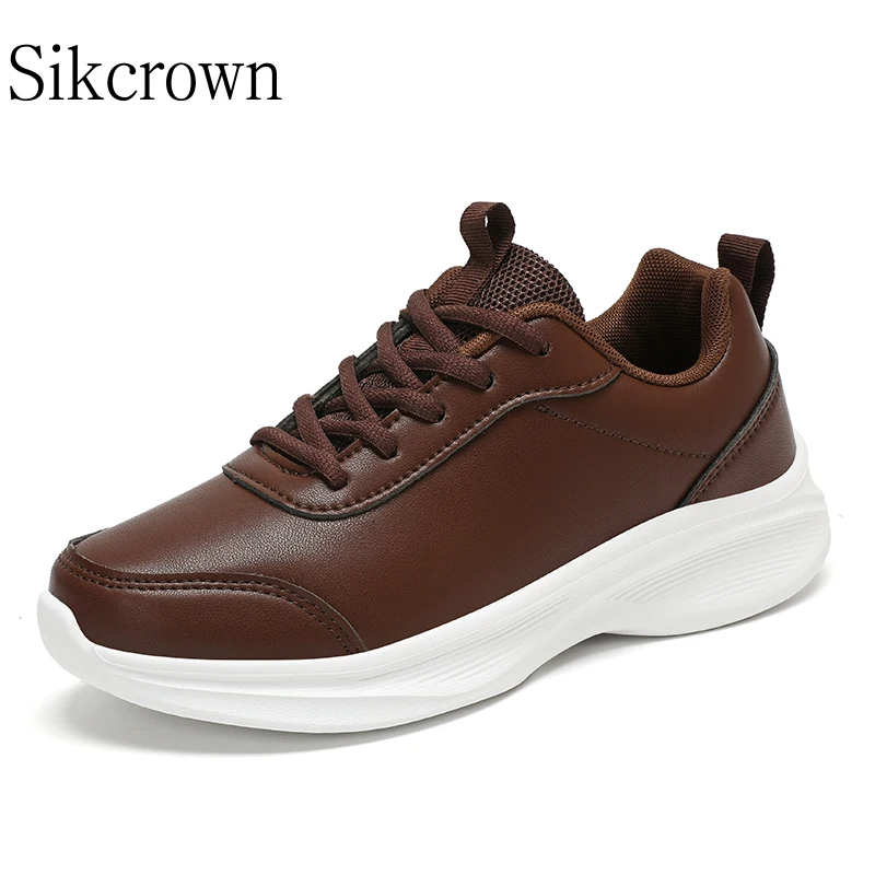 Brown-Women-Running-Sneakers-Shoes-for-Men-Lightweigth-PU-Leather ...