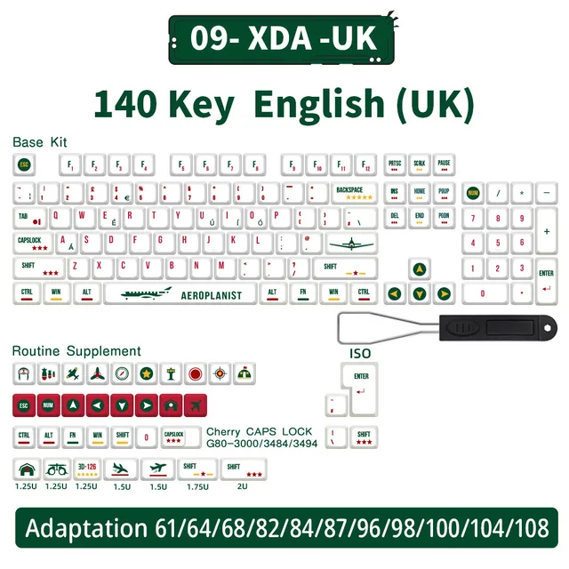 140 keys PBT Keycaps XDA Profile ISO layout Spanish Russian Japanese ...