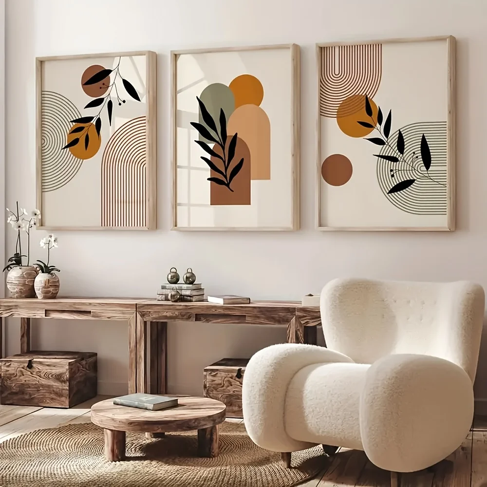 3pcs Bohemian Minimalist Art Deco Canvas Wall Art Set, Frameless ...